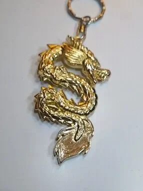 Accessories | Gold Dragon Keychain With Blue Enamel Accent | Poshmark
